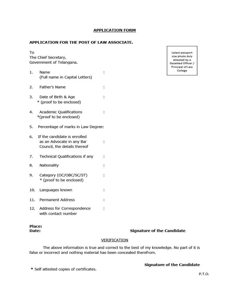 Law Associate Application Form | PDF
