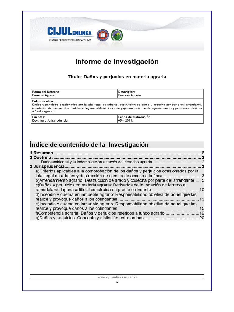 Daños Agrarios: Responsabilidad y Jurisprudencia | PDF | Daños y ...
