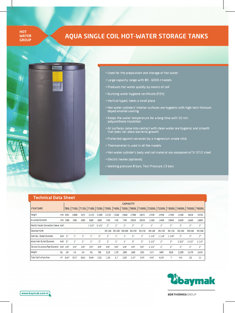 Hotwater Storage Tank Specs | PDF