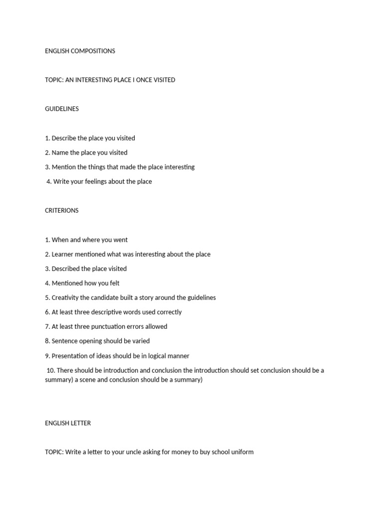 Class 6 English Composition Guide | PDF