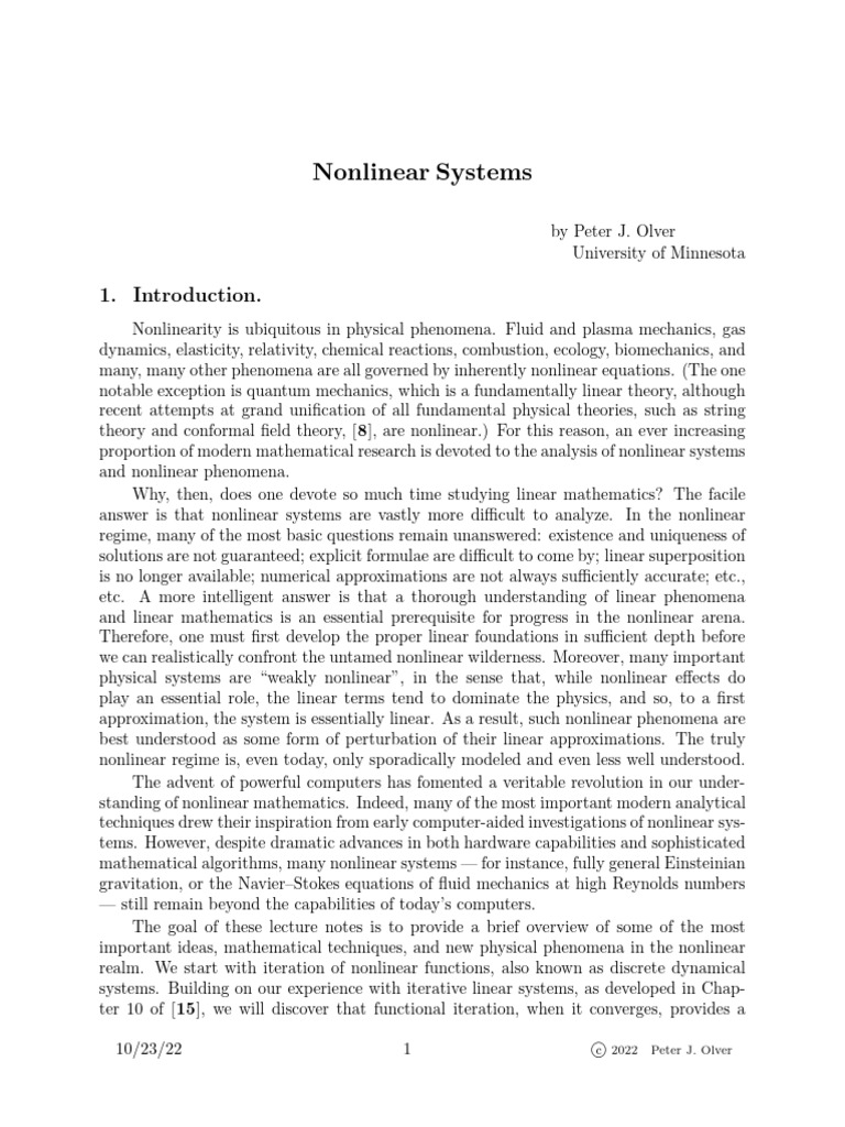 Nonlinear Systems | PDF | Nonlinear System | Mathematical Optimization