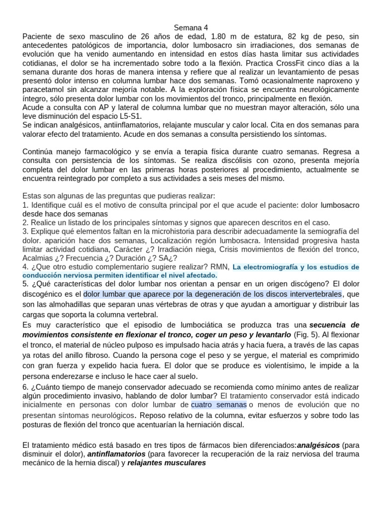 SEMANA 4 Y 5 Sacrolumbalgia. Disnea y Expectoración | PDF | Dolor ...