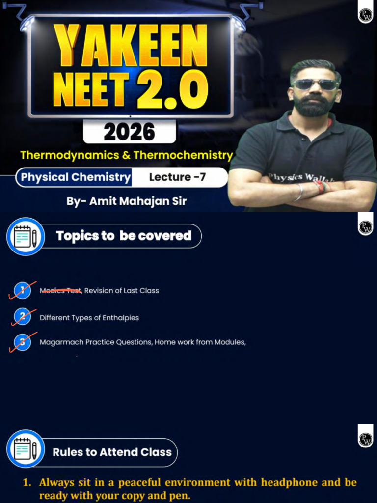 Thermodynamics and Thermochemistry 07 Class Notes Physical Chemistry | PDF