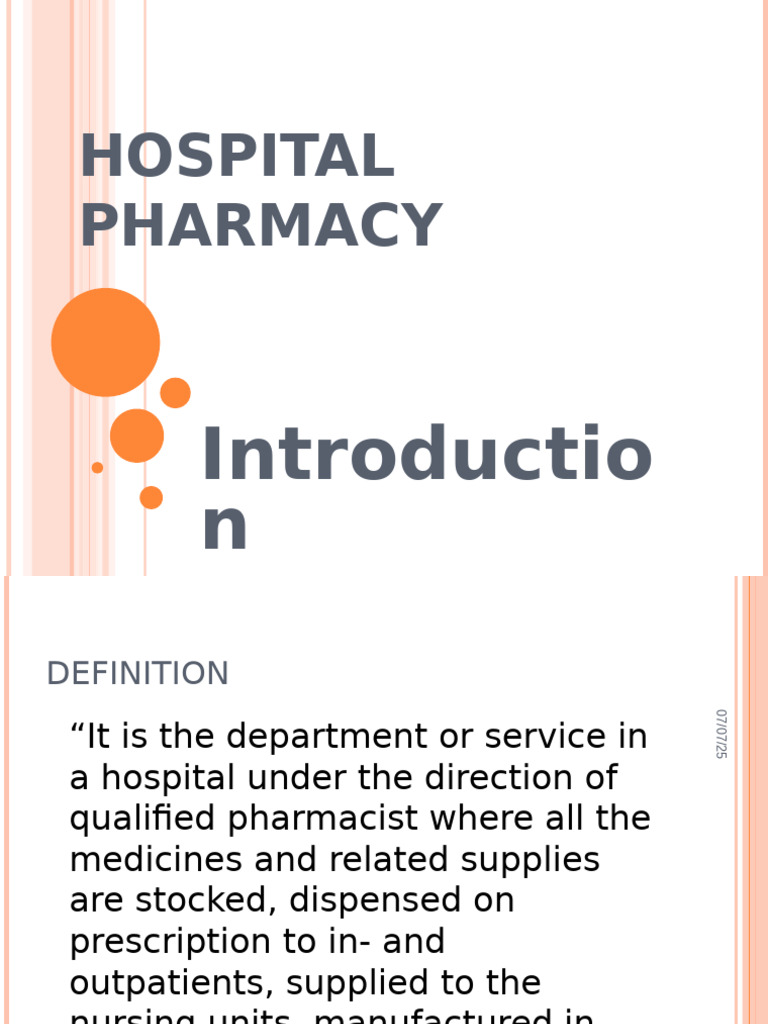 Overview of Hospital Pharmacy Functions | PDF | Pharmacy | Medical Prescription