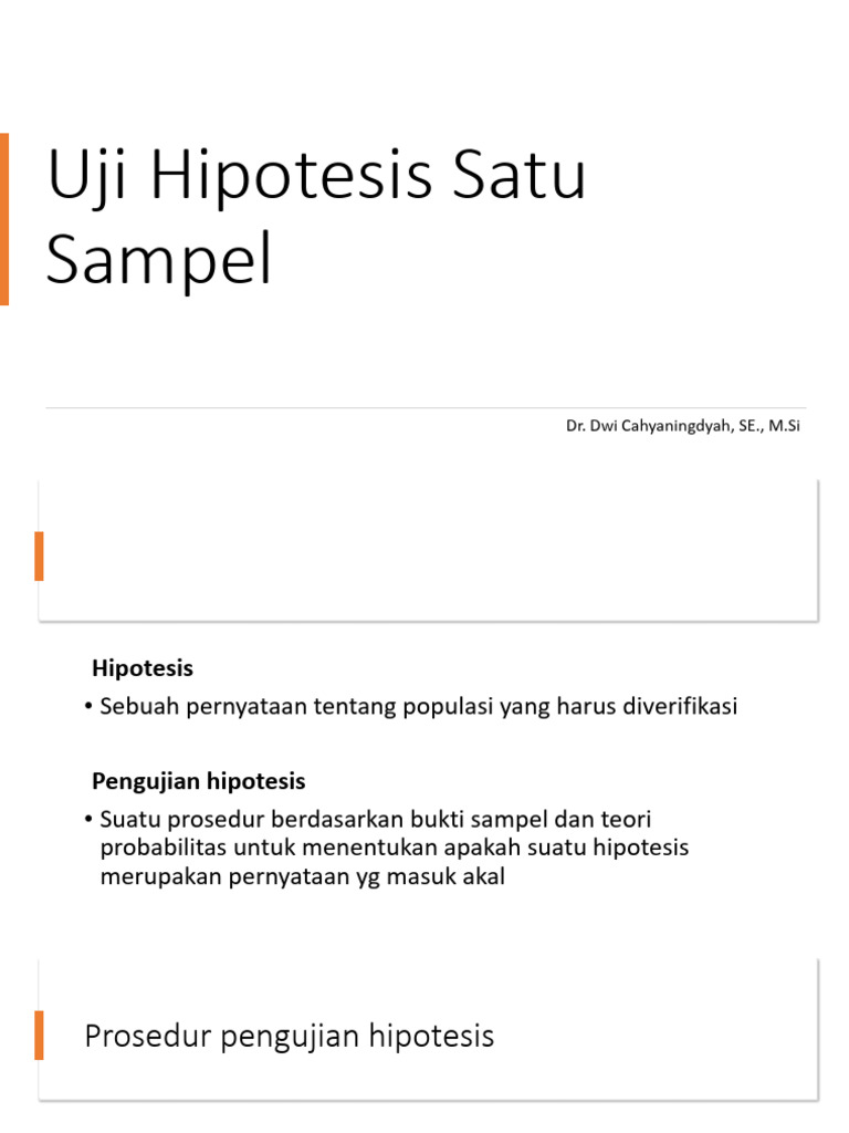 Uji Hipotesis Satu: Prosedur dan Contoh | PDF