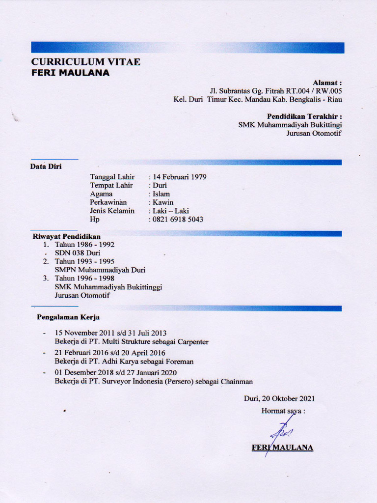 CV Feri Maulana | PDF