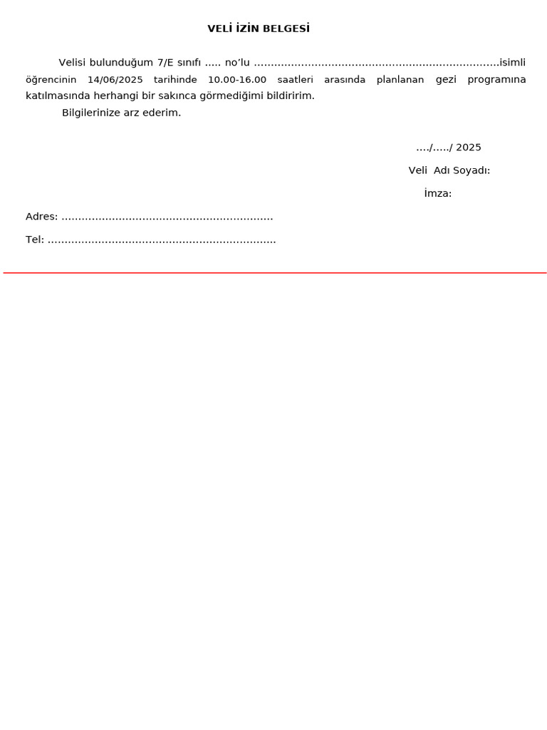 Veli Izin Belgesi | PDF