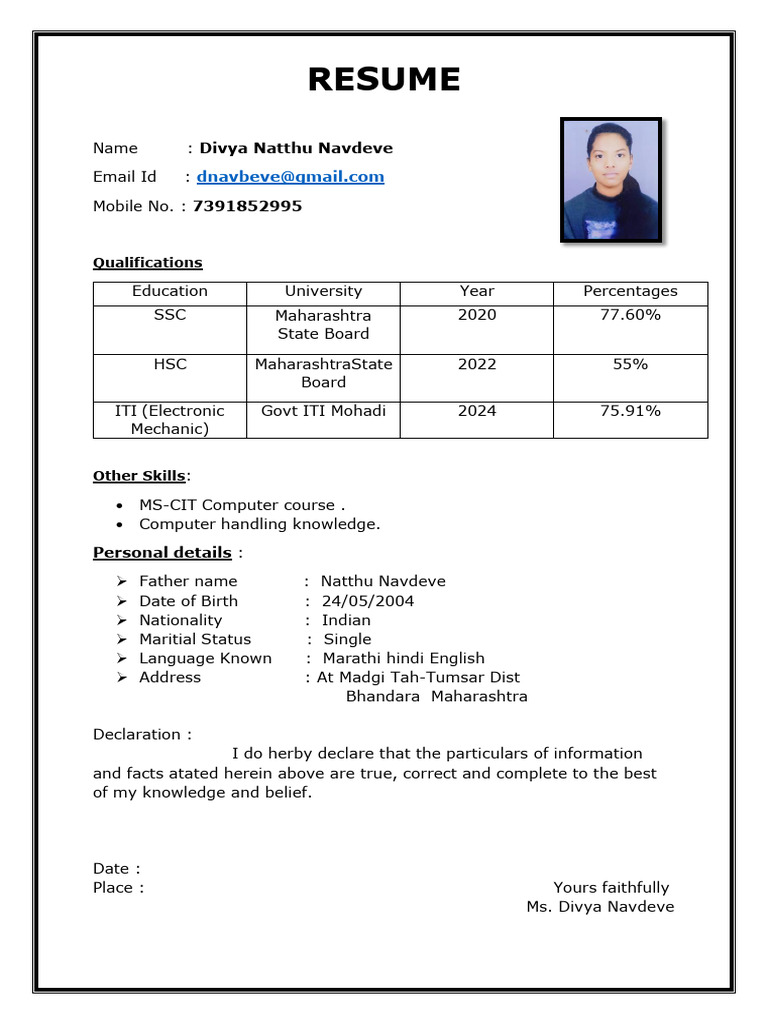 Divya Resume-1 | PDF
