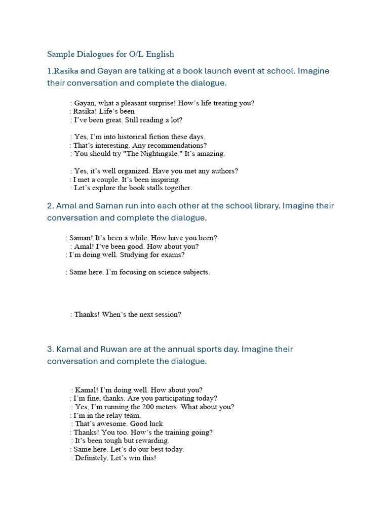 Sample Dialogues for English Students | PDF