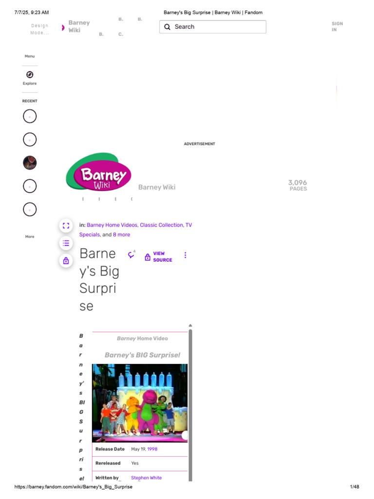 Barney's Big Surprise - Barney Wiki - Fandom | PDF