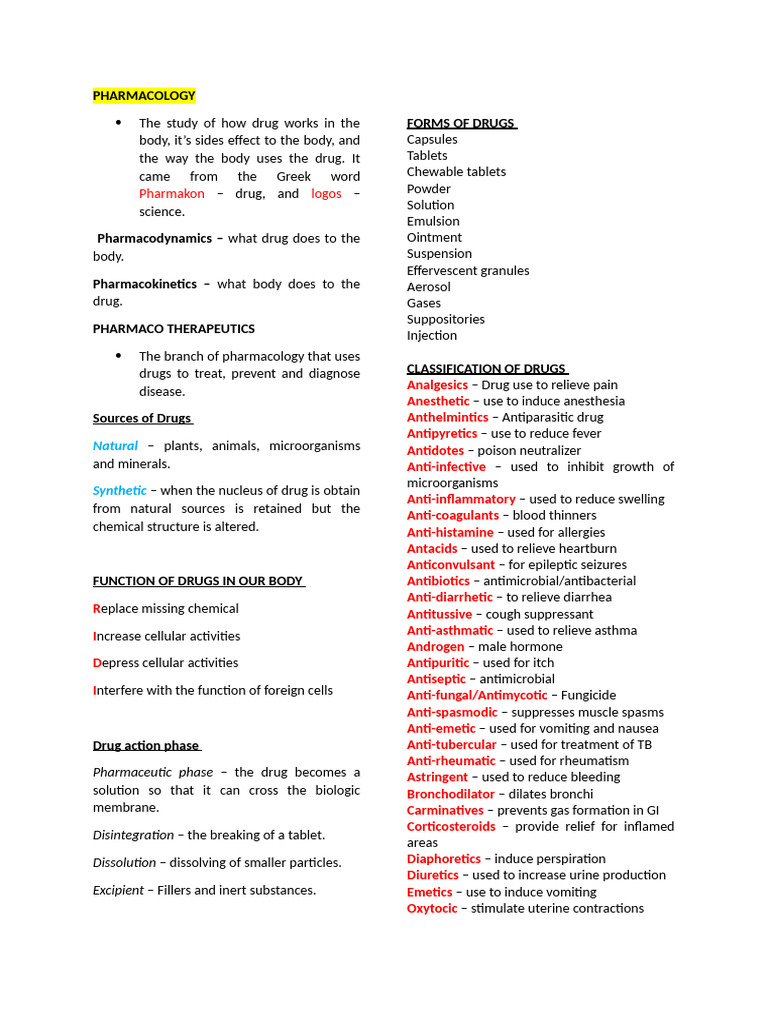 Pharma Reviewer Incomplete | PDF | Pregnancy | Pharmacology