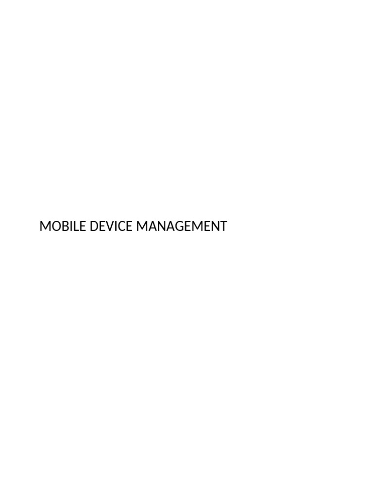 Mobile Device Management Insights | PDF | Mobile App | Password
