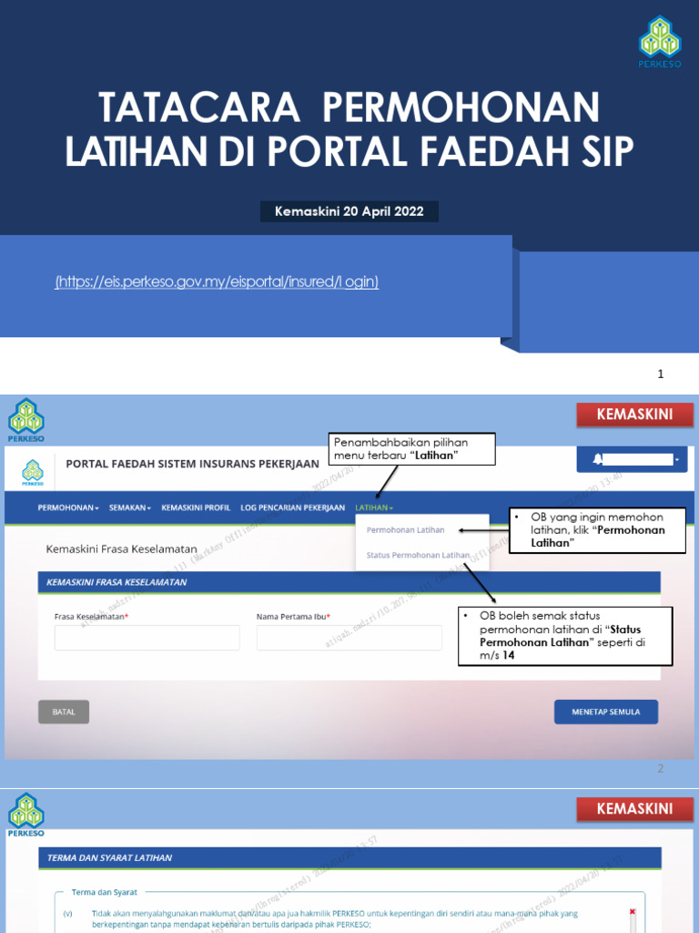 Panduan Permohonan Latihan & Elaun Latihan Di Portal Eis-2 | PDF