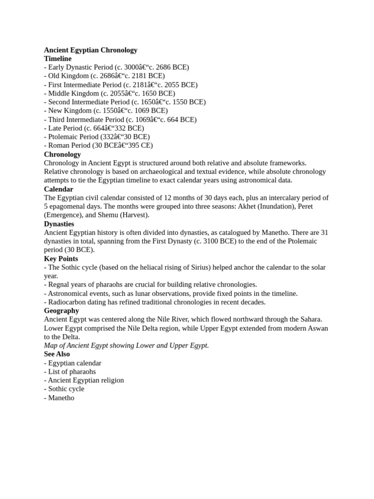 Ancient Egypt Chronology | PDF