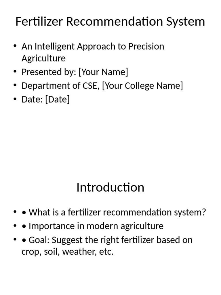 Fertilizer Recommendation System | PDF
