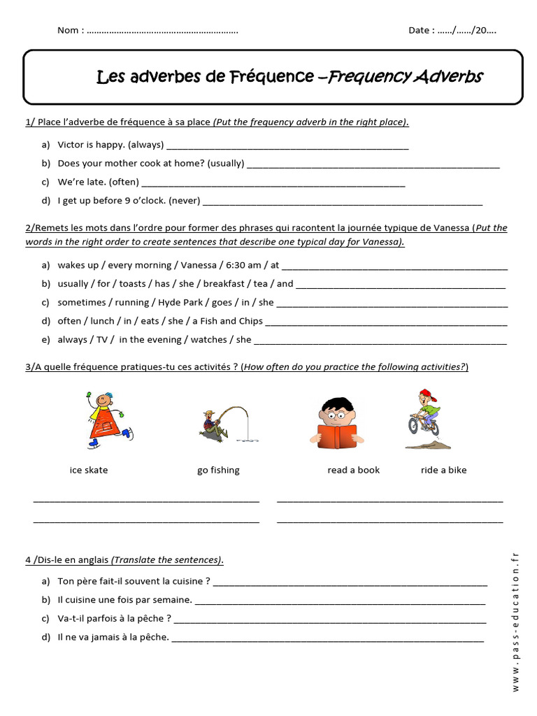Adverbes de Fréquence 5ème Exercices Corrigés | PDF