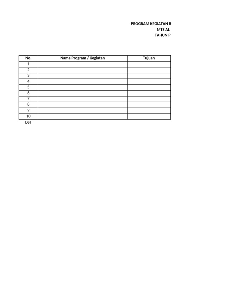 Format Program Kerja Tp. 2025-2026 | PDF