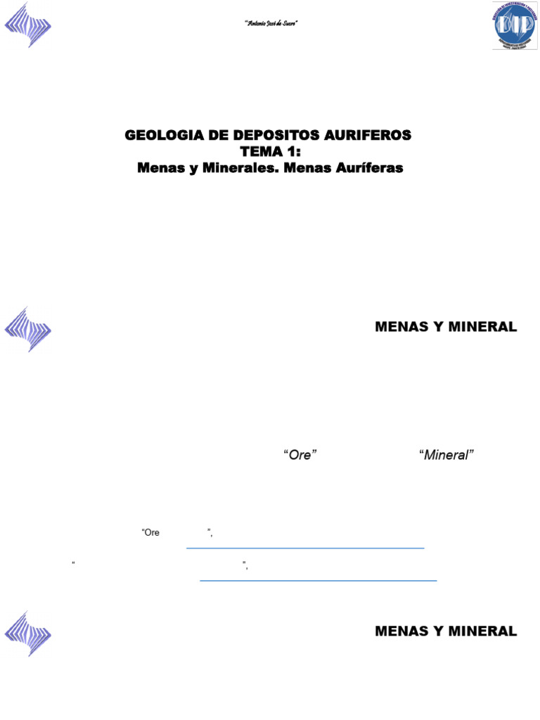 Menas y Minerales Auríferos | PDF | Minerales | Mineral