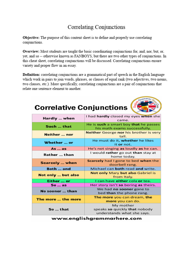 Understanding Correlating Conjunctions | PDF