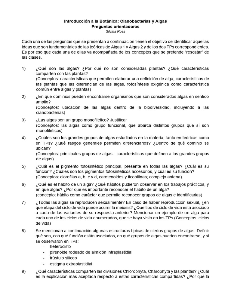 Guía de Estudios Sobre Algas - Práctica | PDF | Algas | Plantas