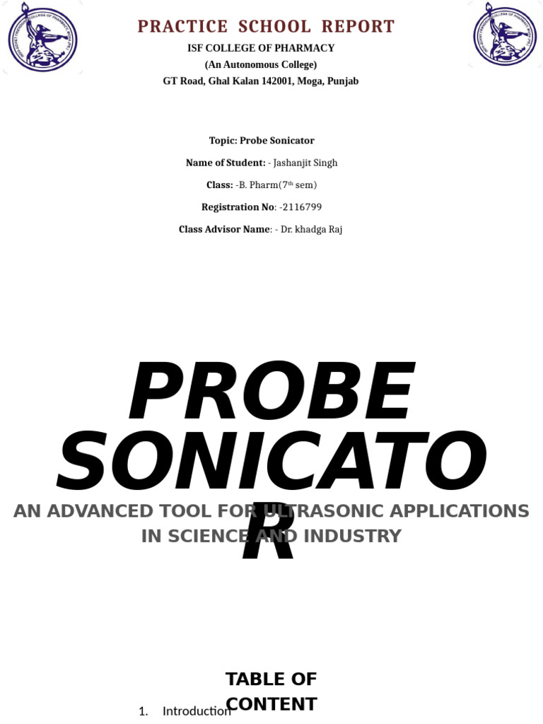 Probe Sonicator: Principles and Applications | PDF | Liquids | Ultrasound
