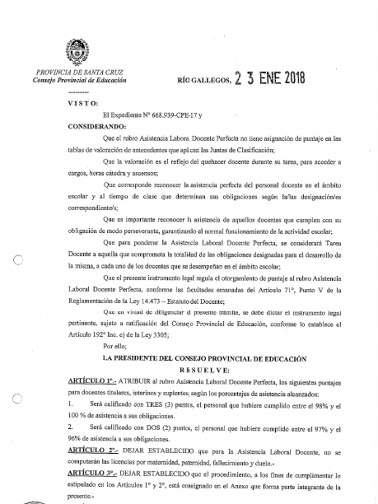 Res 0066 - 18 Puntaje y Asistencia | PDF