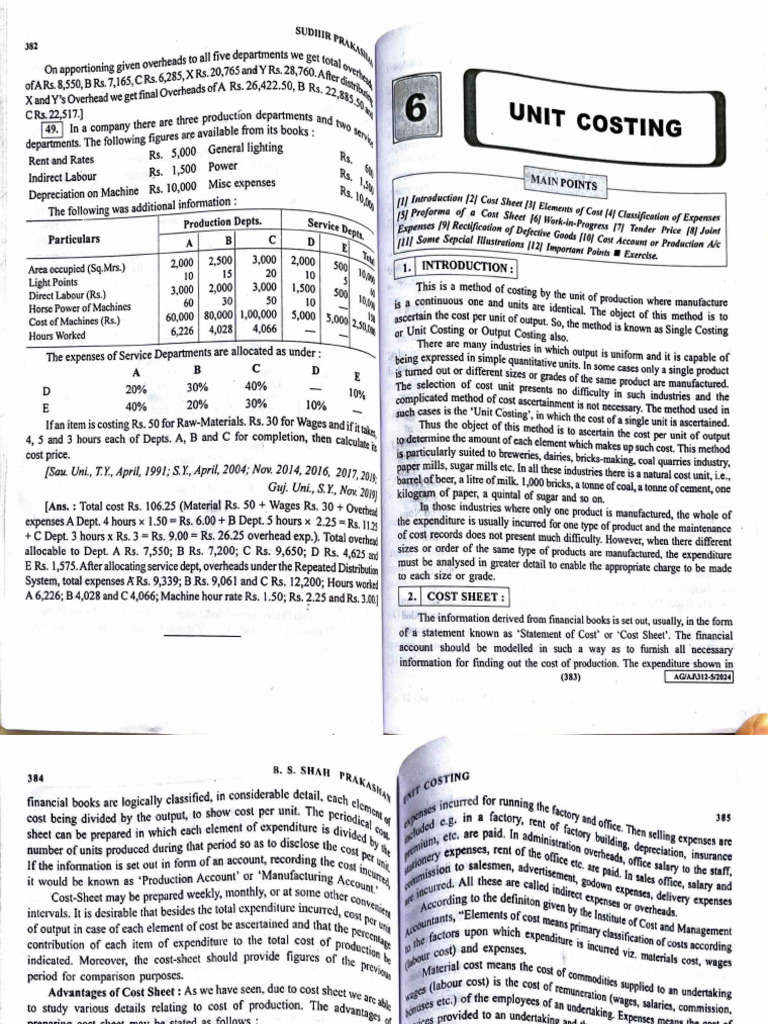 Ch-6 (Unit Costing) | PDF