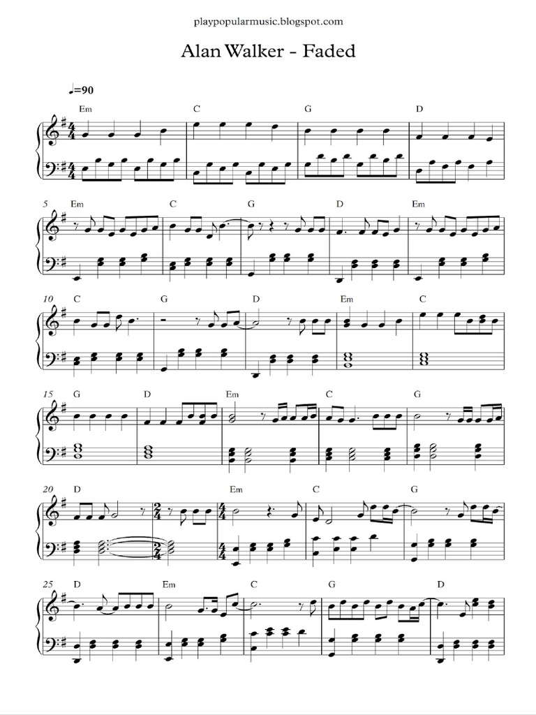 Faded - Beginners Version | PDF