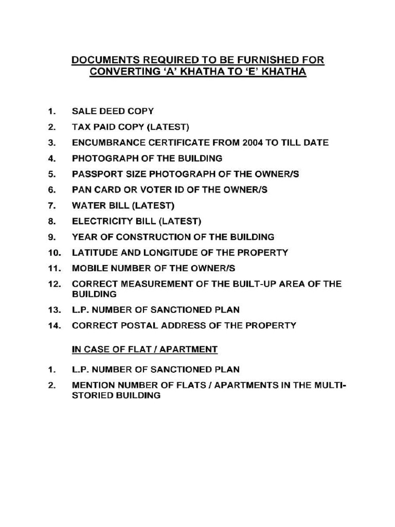 E Katha Checklist | PDF