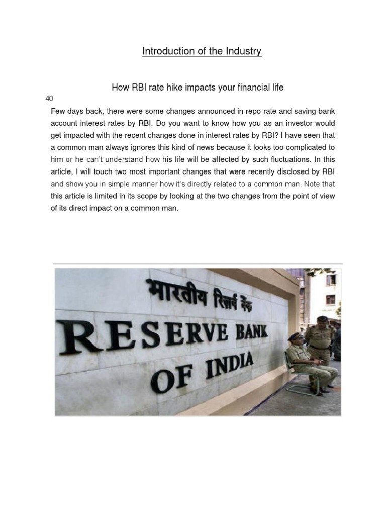 Introduction of The Industry | PDF | Reserve Bank Of India | Banks