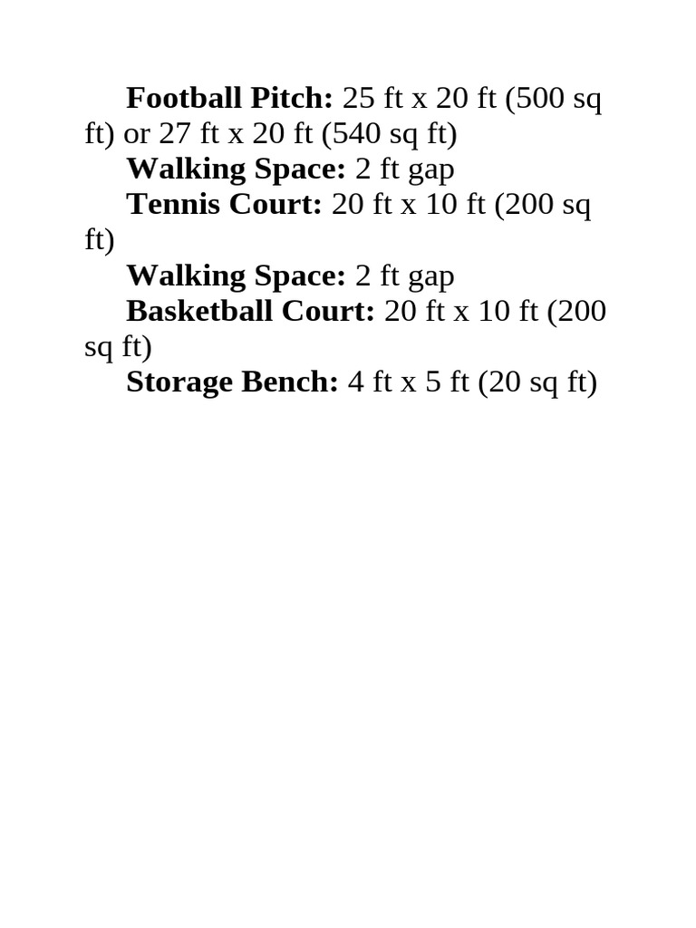 Dimensions of Sports Courts and Pitches | PDF