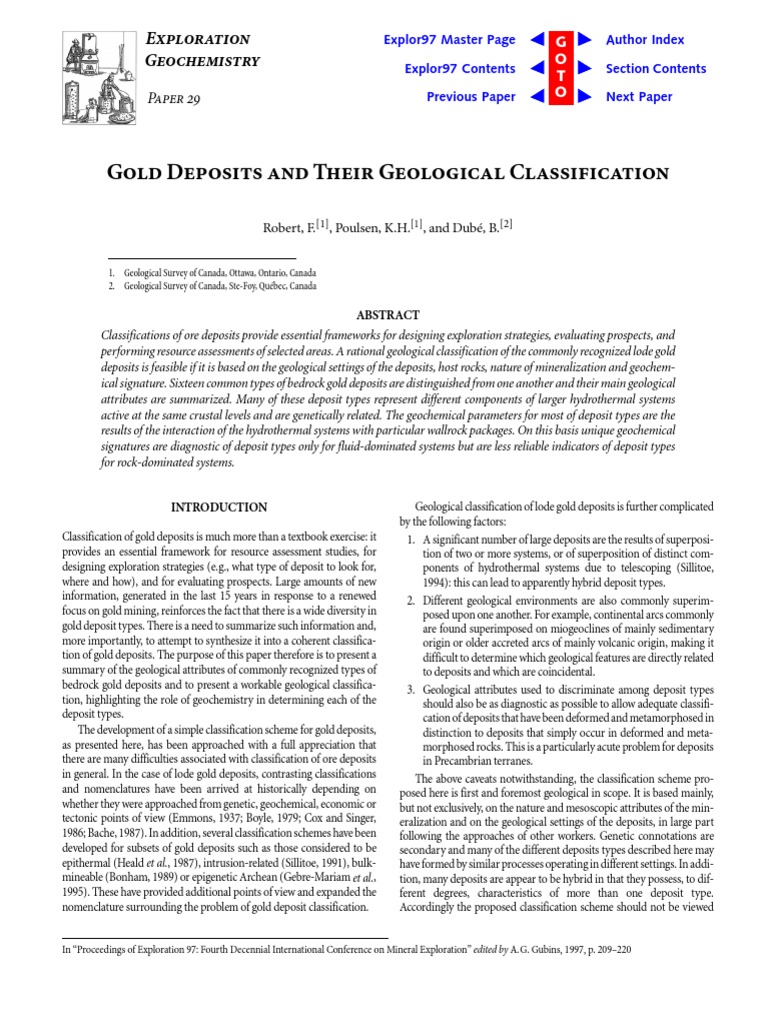 Geological Classification of Gold Deposits | PDF | Sedimentary Rock ...