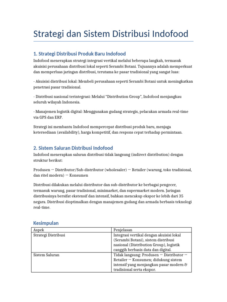 Strategi Dan Distribusi Indofood | PDF