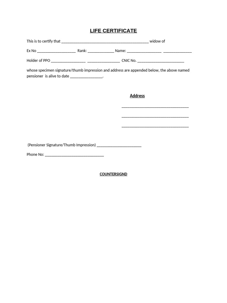 Life Certificate | PDF