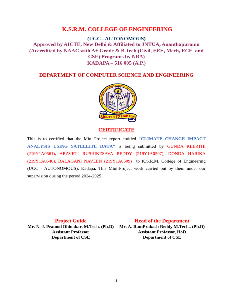 Mini-Project Certificate Page | PDF