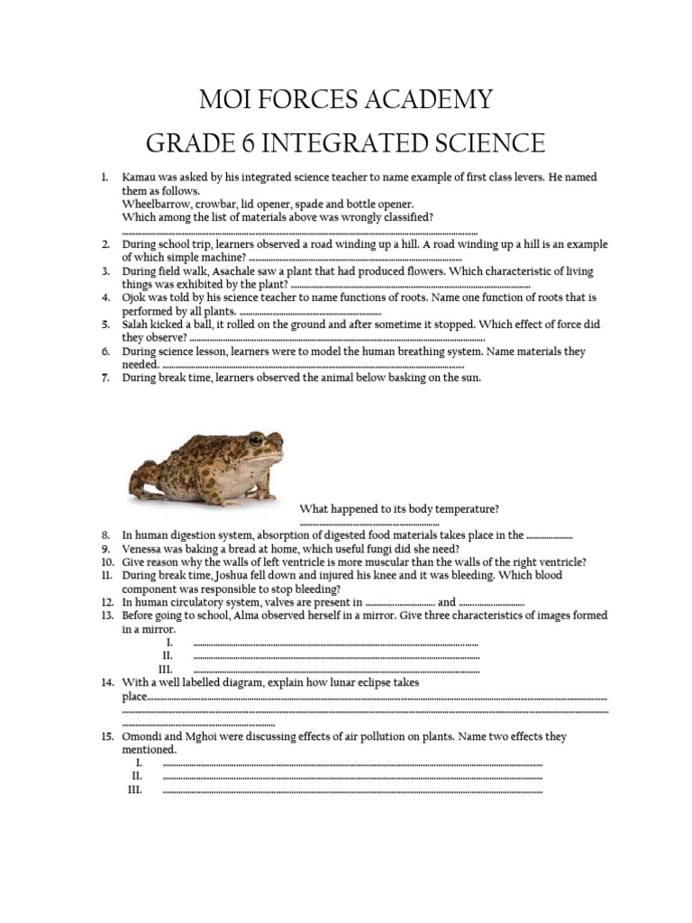 Grade 6 Integrated Science Exam Guide | PDF