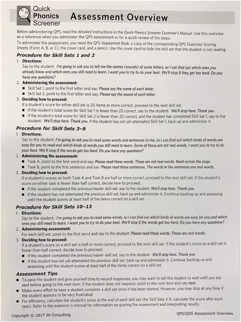 QPS-3 Overview Directions | PDF