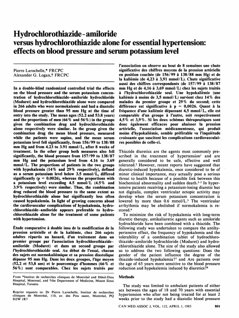 Amiloride HCTZ Combination | PDF | Hypertension | Potassium