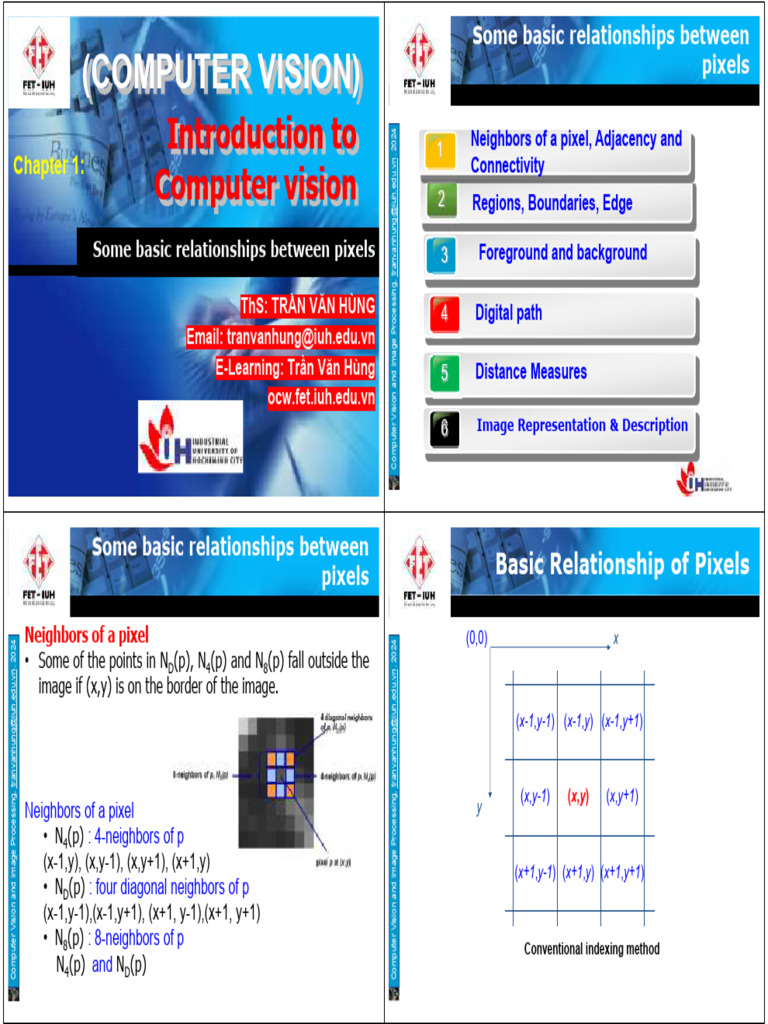 03 - Chapter 1 - CV - Introduction - Some Basic Relationships Between Pixels | PDF | Distance ...