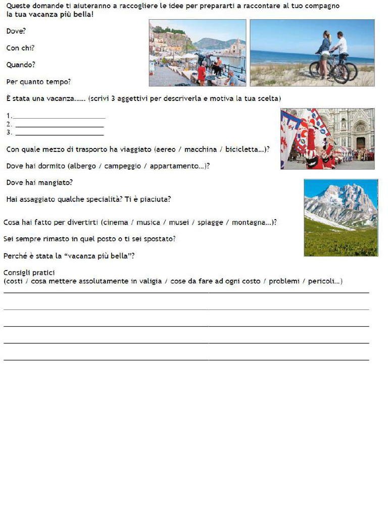 La Mia Vacanza Più Bella | PDF