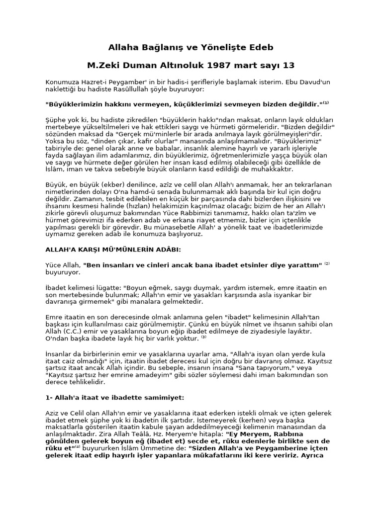 Allaha Yönelişte Edeb | PDF