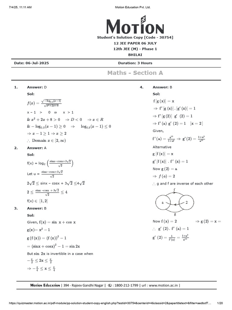 12 Jee Sol.6 July | PDF