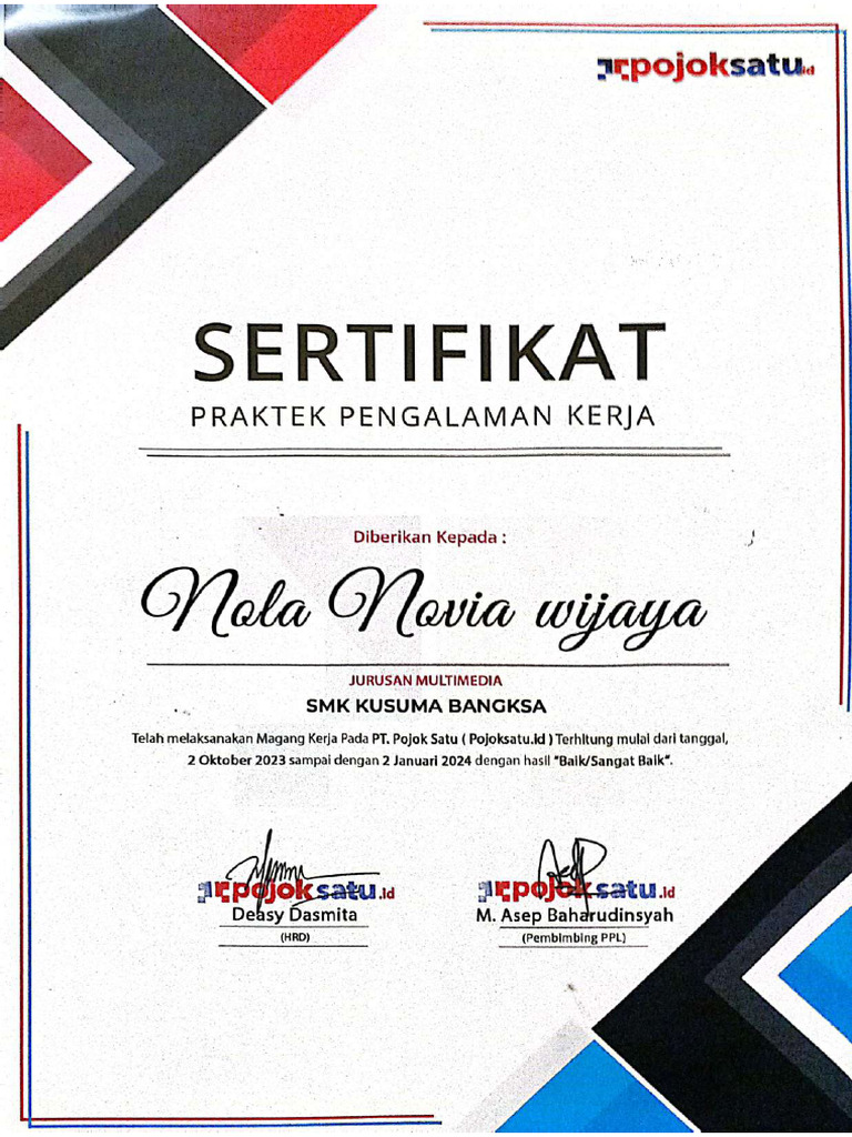 Sertifikat Magang | PDF