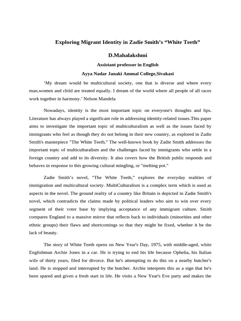 Migrant Identity in White Teeth | PDF