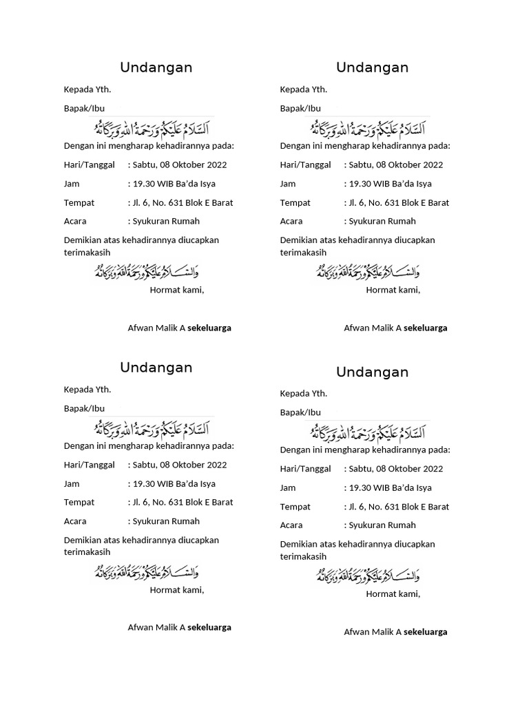 Undangan Syukuran Rumah | PDF