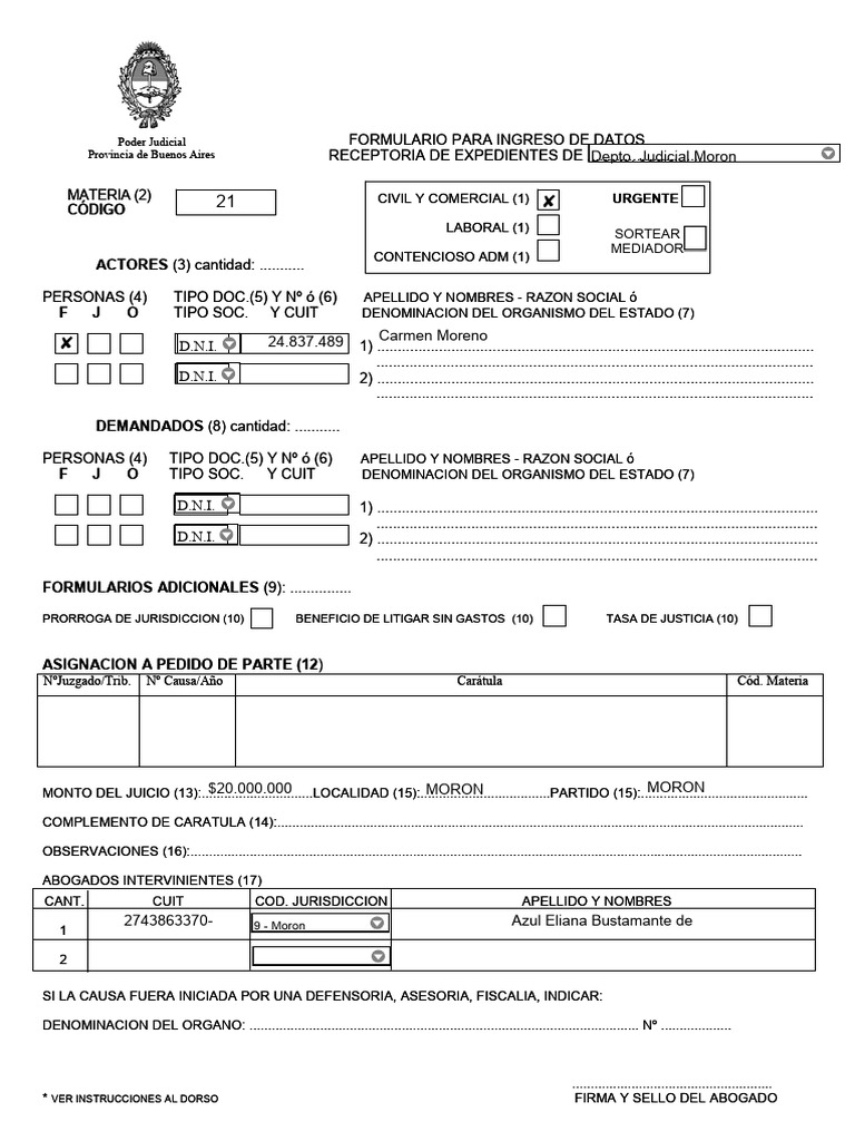 Formulario de Inicio Ley 13951 | PDF | Jurisdicción | Judicaturas