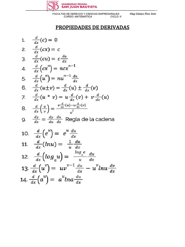 Propiedades de Derivadas | PDF