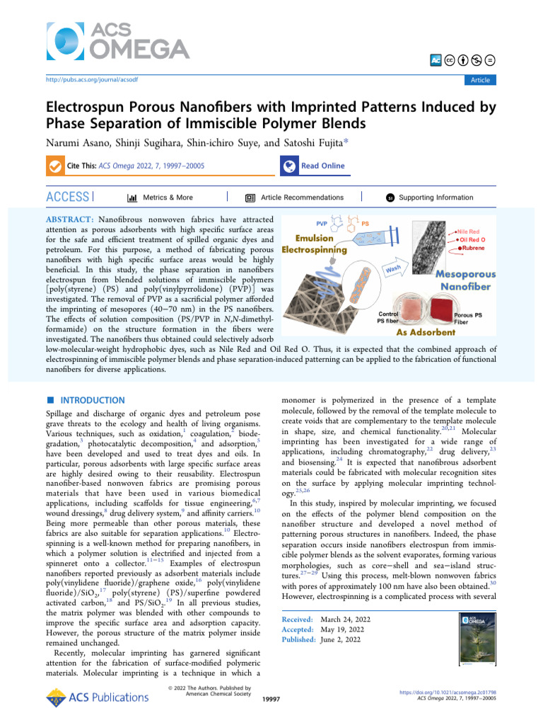 Asano Et Al 2022 Electrospun Porous Nanofibers With Imprinted Patterns ...