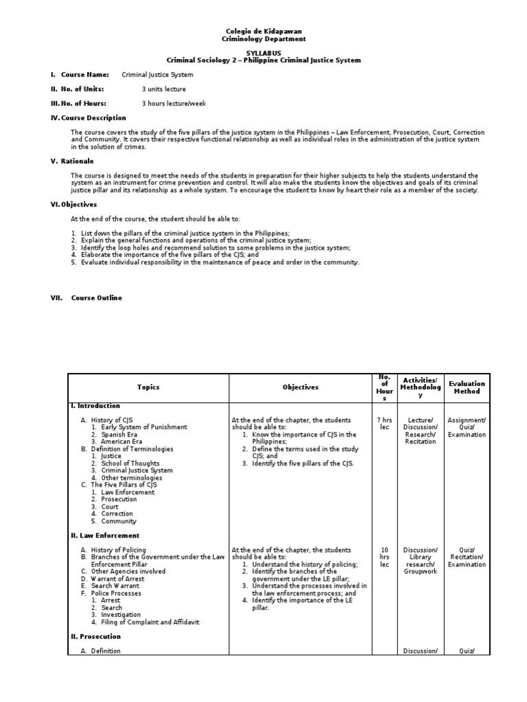 Syllabus CJS | PDF | Criminal Justice | Crime & Violence
