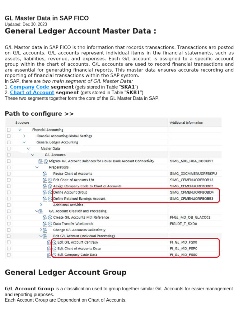 GL Master Data in Sap Fico | PDF | Retained Earnings | Income Statement